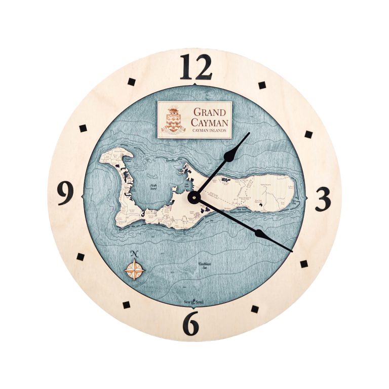 12" Grand Cayman Nautical Map Clock - Sea and Soul Charts