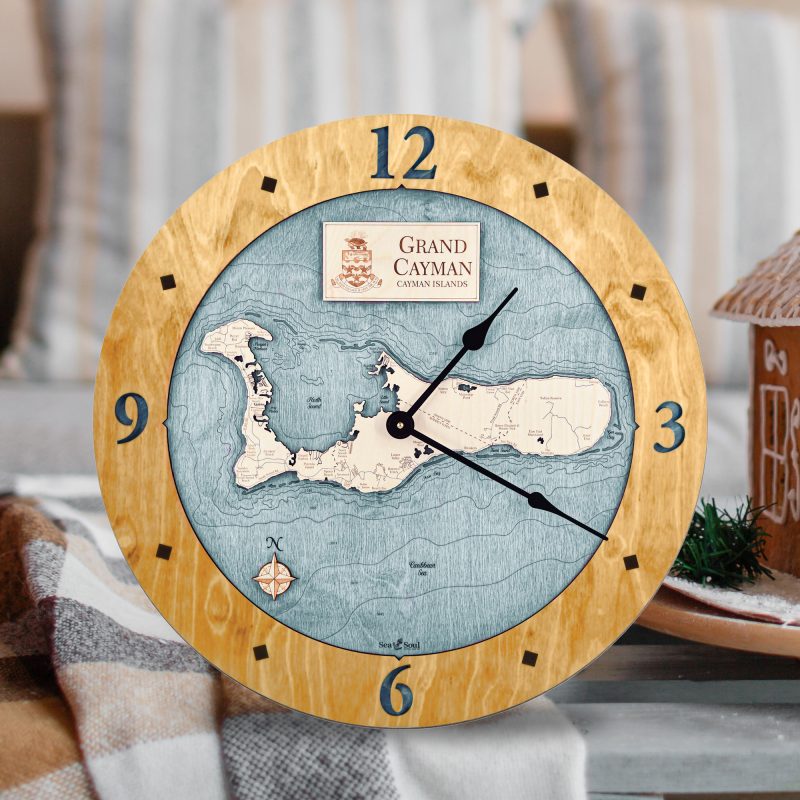 36" Grand Cayman Nautical Map Clock - Sea and Soul Charts