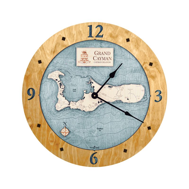 36" Grand Cayman Nautical Map Clock - Sea and Soul Charts