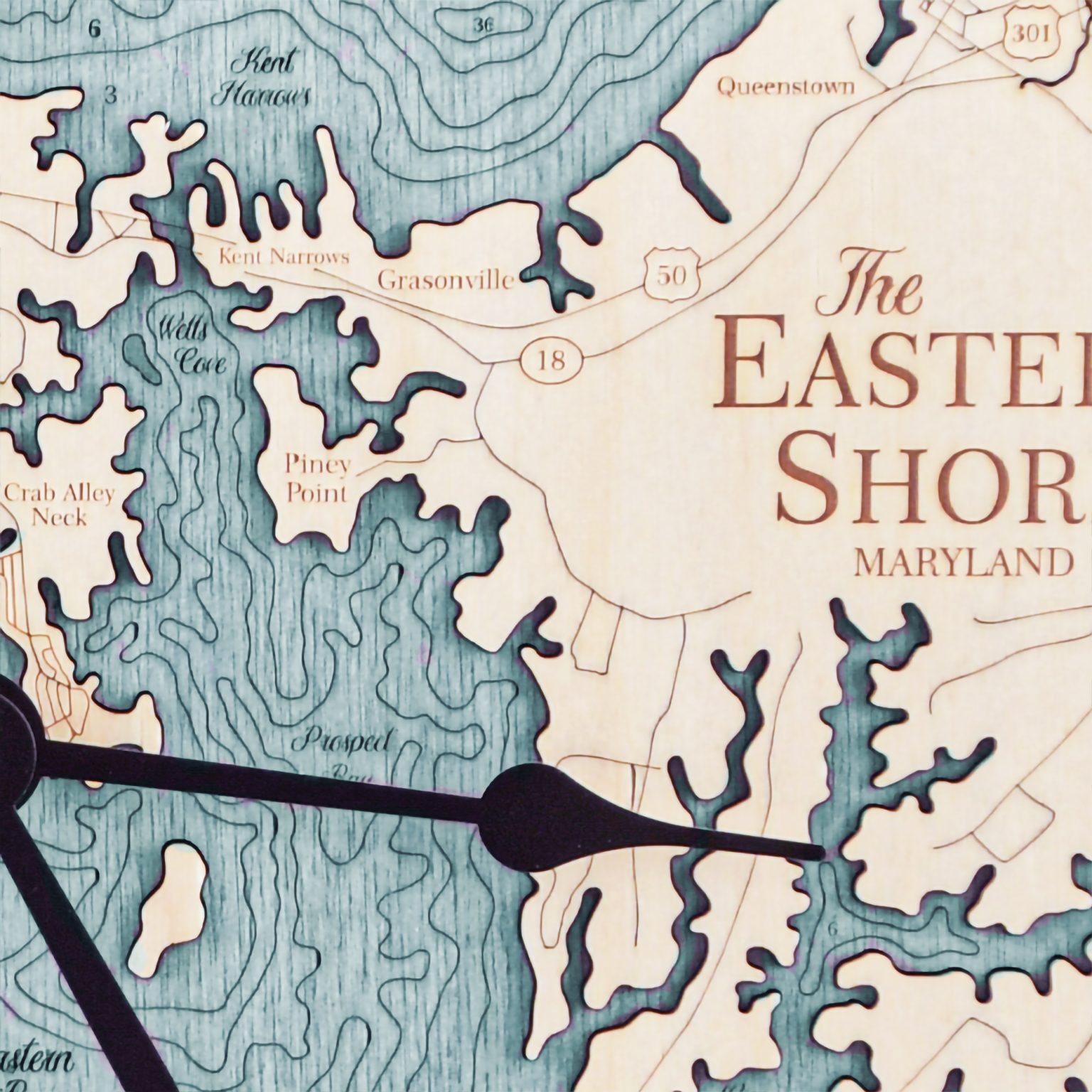 16" Eastern Shore Nautical Map Clock - Sea and Soul Charts