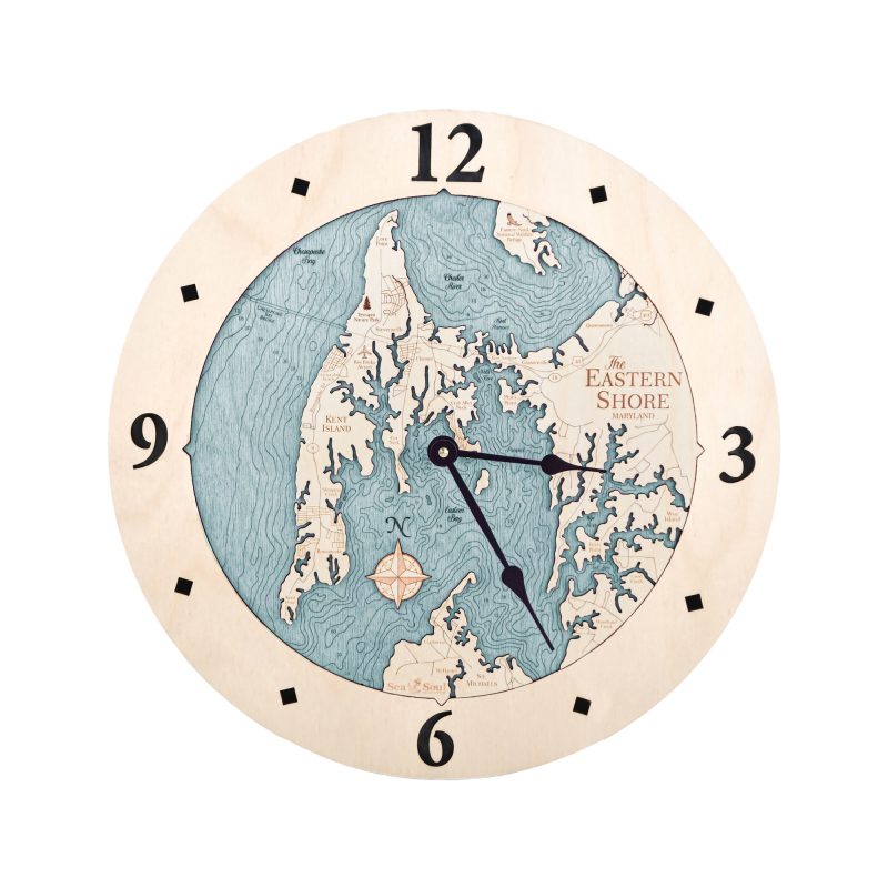 12" Eastern Shore Nautical Map Clock - Sea and Soul Charts
