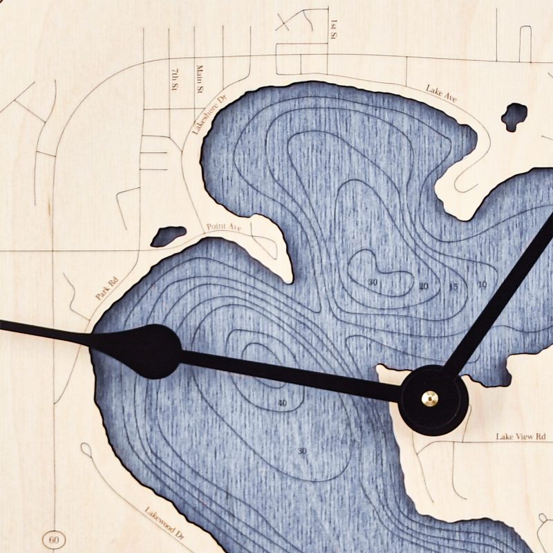 36" Madison Lake Nautical Map Clock - Sea and Soul Charts