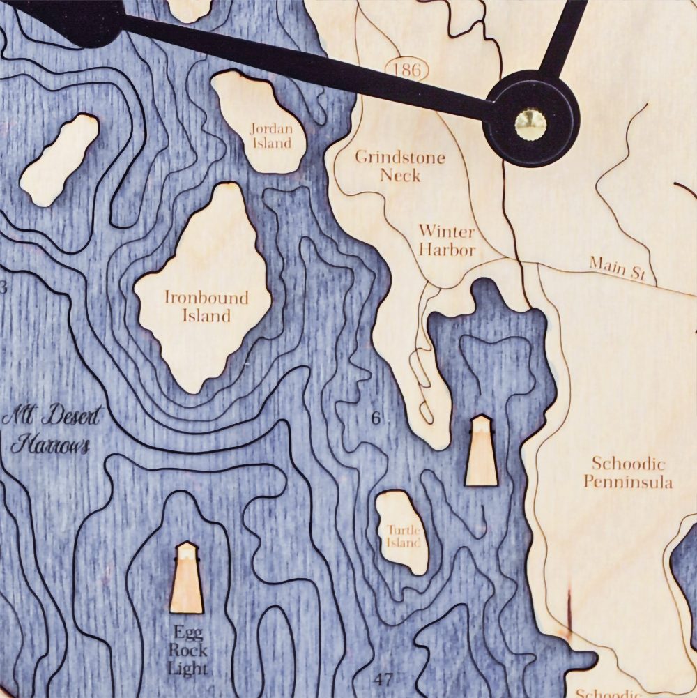 12" Schoodic Peninsula Nautical Map Clock - Sea and Soul Charts