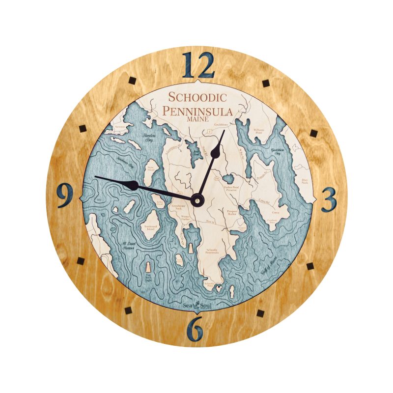 16" Schoodic Peninsula Nautical Map Clock - Sea and Soul Charts