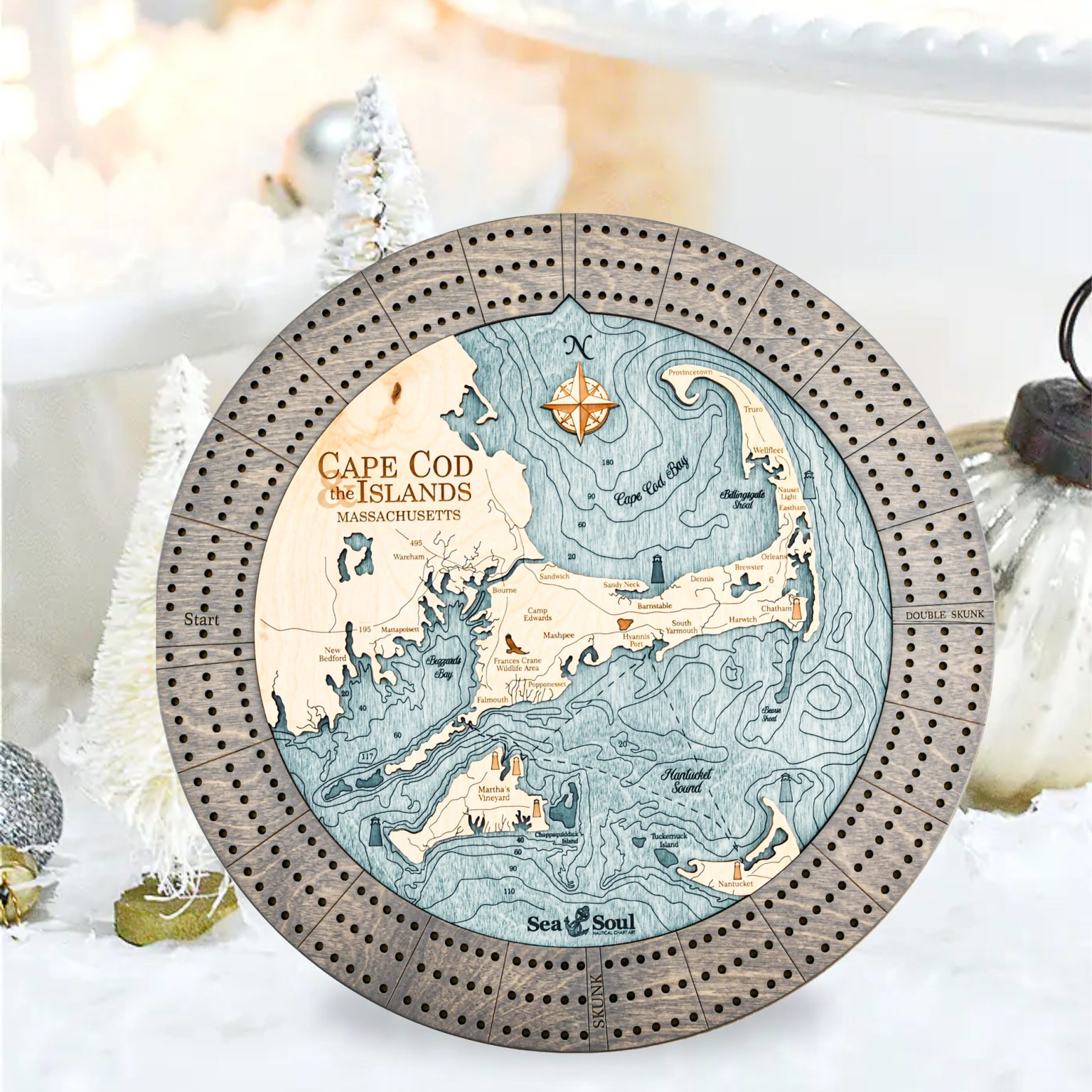Cape Cod Custom Cribbage Board - Sea and Soul Charts
