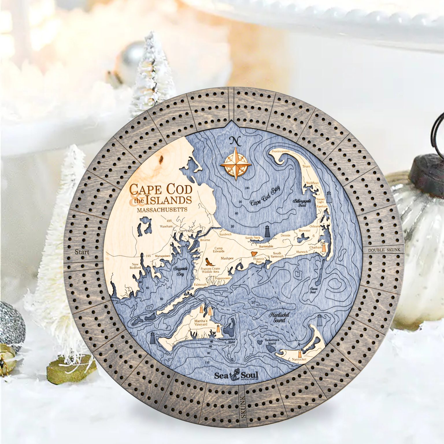 Cape Cod Custom Cribbage Board - Sea and Soul Charts