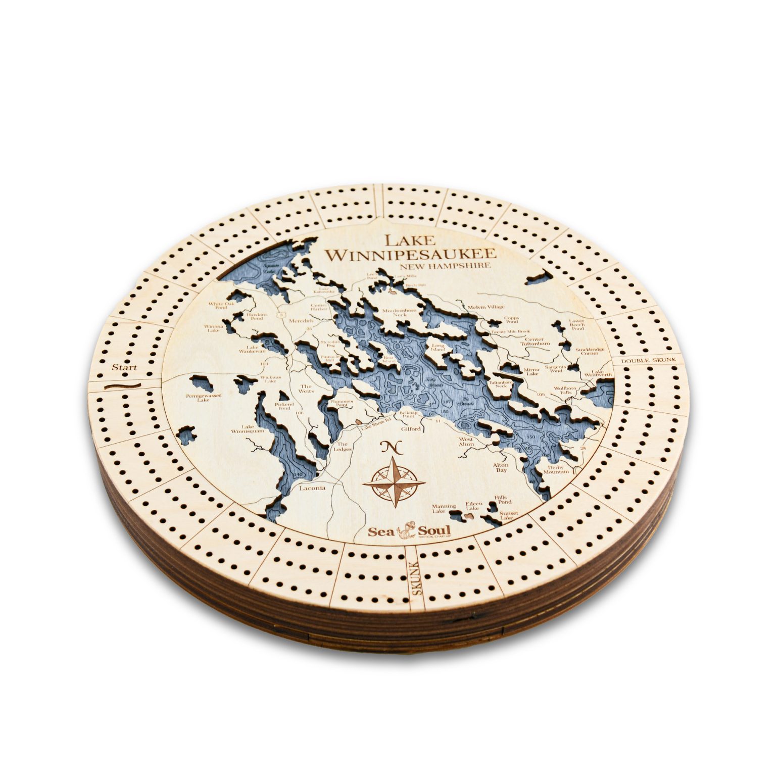 Lake Winnipesaukee Custom Cribbage Board - Sea and Soul Charts