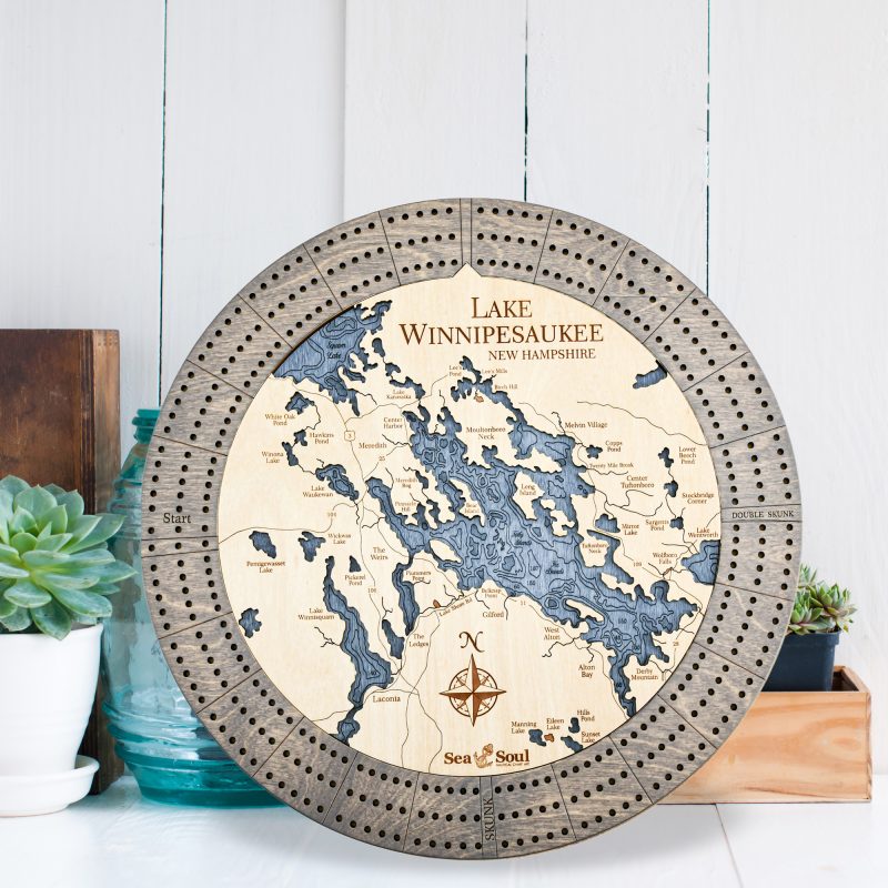 Lake Winnipesaukee Custom Cribbage Board - Sea and Soul Charts