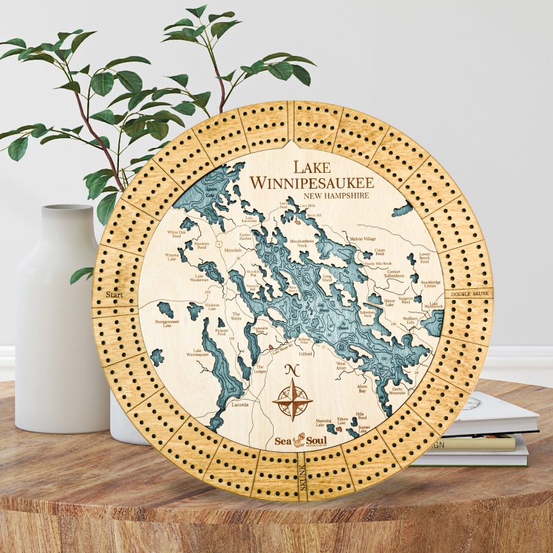 Lake Winnipesaukee Custom Cribbage Board - Sea and Soul Charts