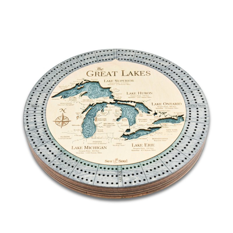 Great Lakes Custom Cribbage Board - Sea and Soul Charts