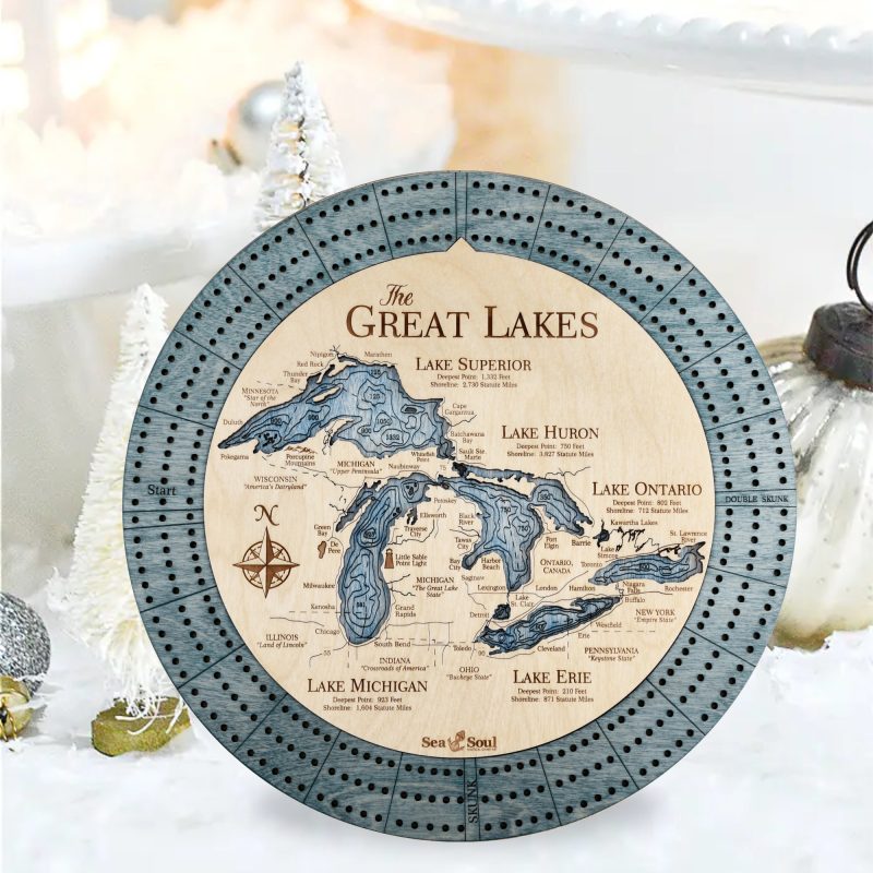 Great Lakes Custom Cribbage Board - Sea and Soul Charts