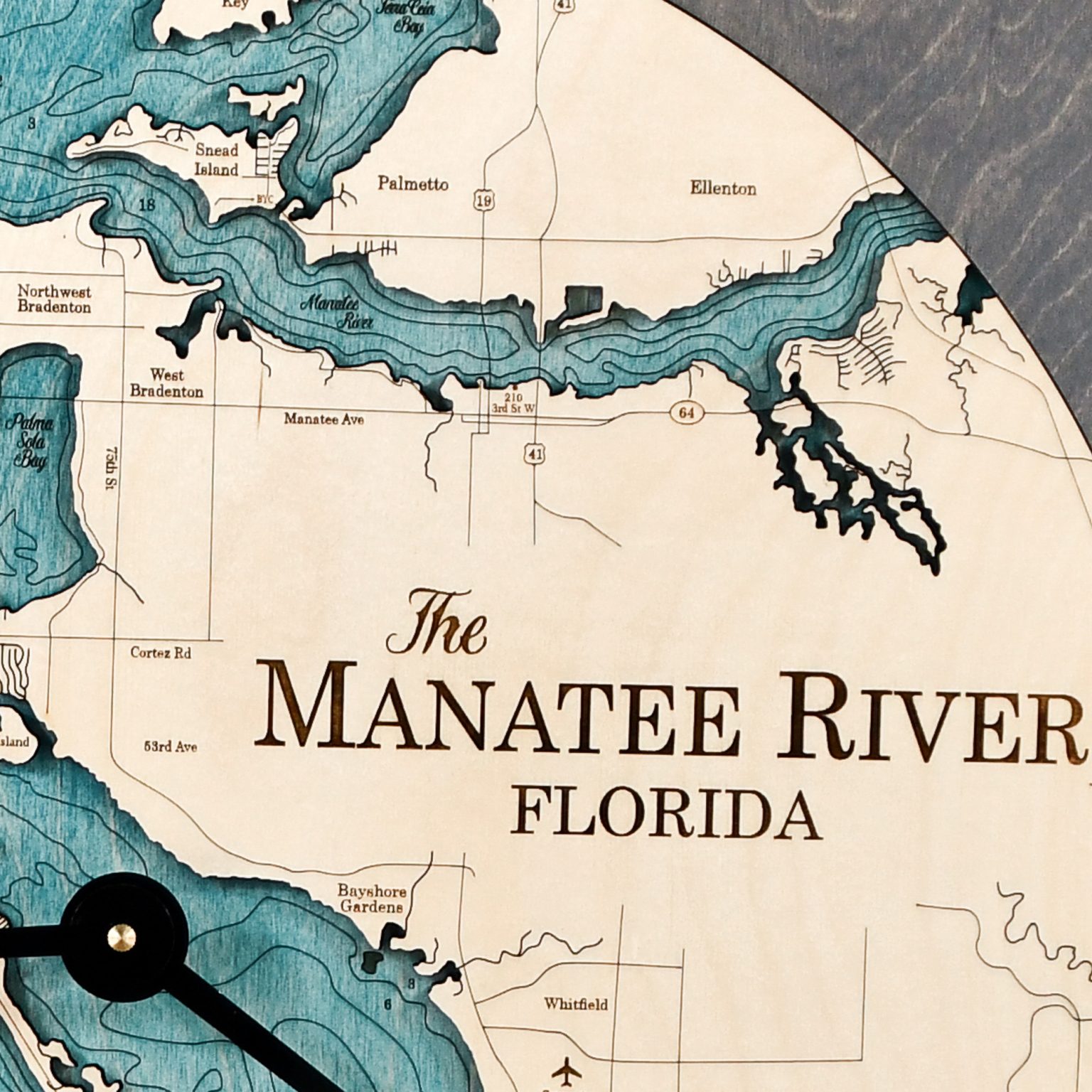 16" Manatee River Nautical Map Clock - Sea and Soul Charts