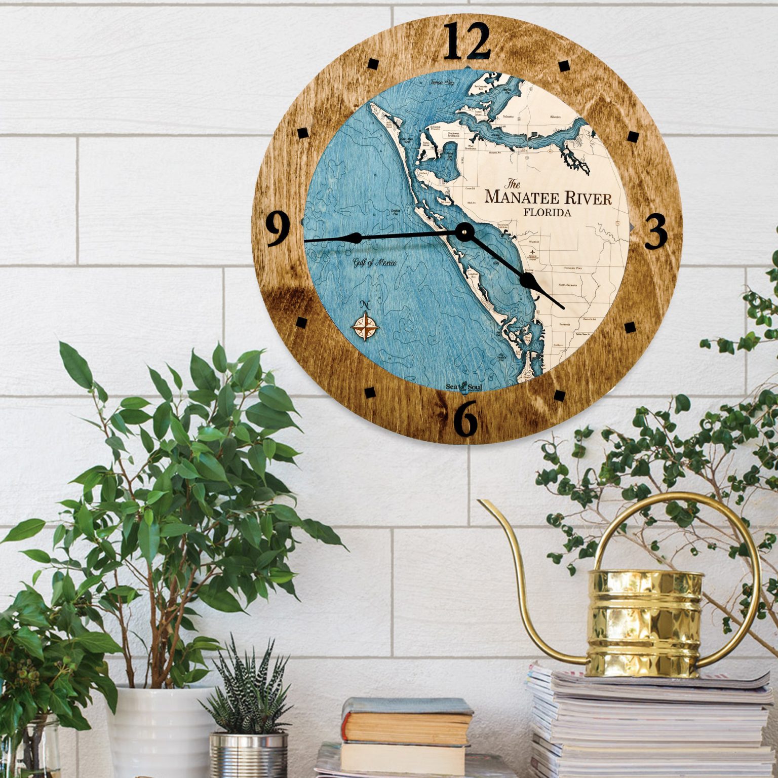 16" Manatee River Nautical Map Clock - Sea and Soul Charts