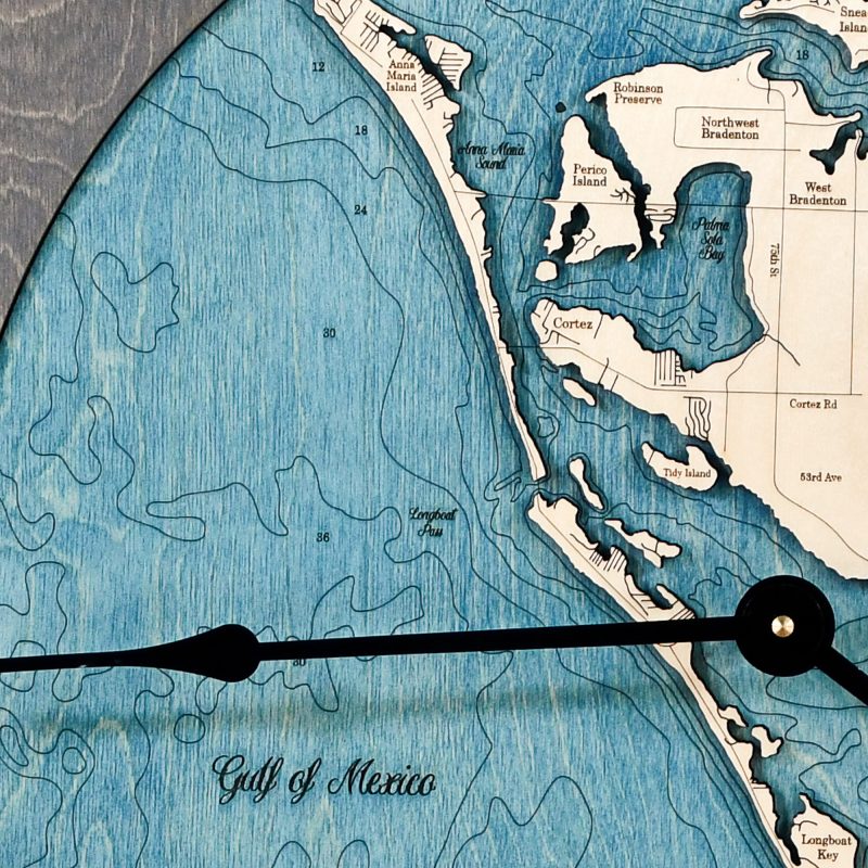 Manatee River Nautical Map Clock - Sea and Soul Charts