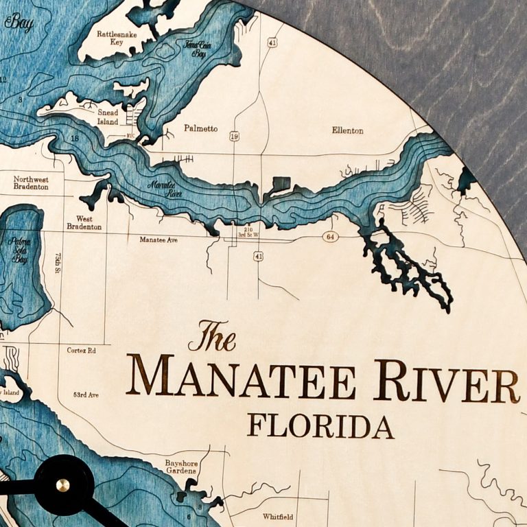 Manatee River Nautical Map Clock - Sea and Soul Charts
