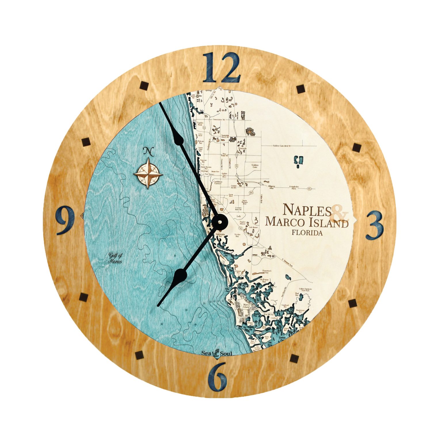 16" Naples & Marco Island Nautical Map Clock - Sea and Soul Charts