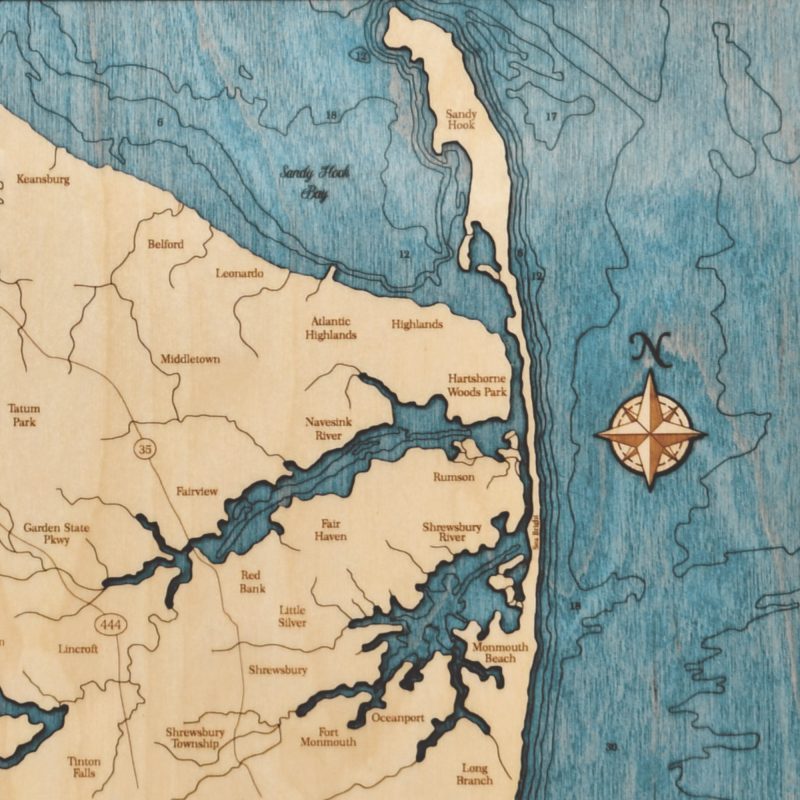 Jersey Shore Nautical Map Boat Cleat Handle Serving Tray - Sea and Soul ...