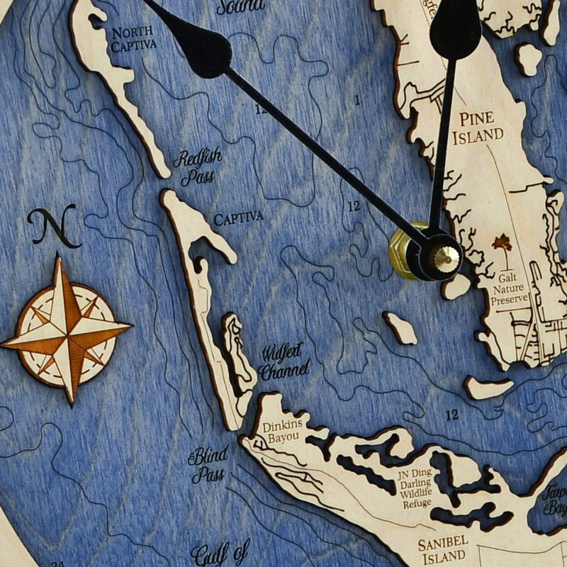36" Pine Island Sound Nautical Map Clock - Sea and Soul Charts