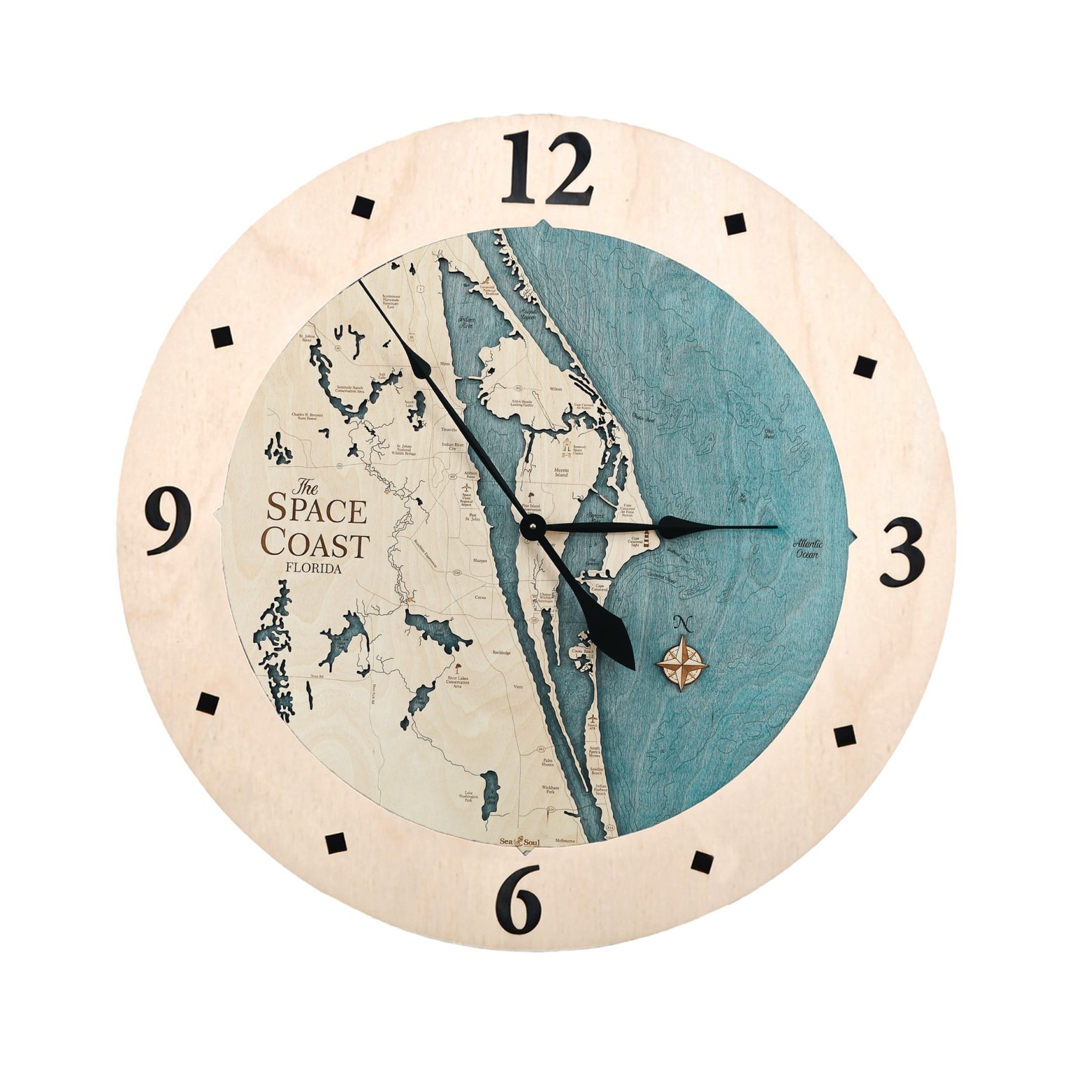Space Coast Nautical Map Clock - Sea and Soul Charts