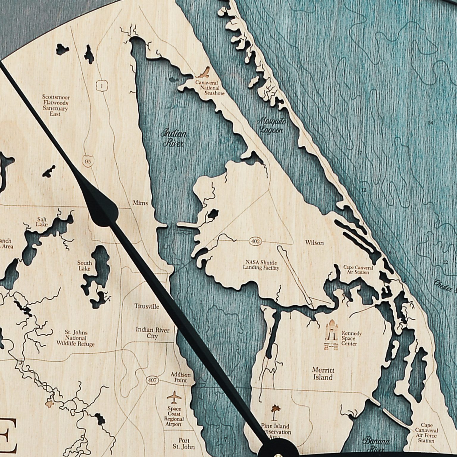 12" Space Coast Nautical Map Clock - Sea and Soul Charts