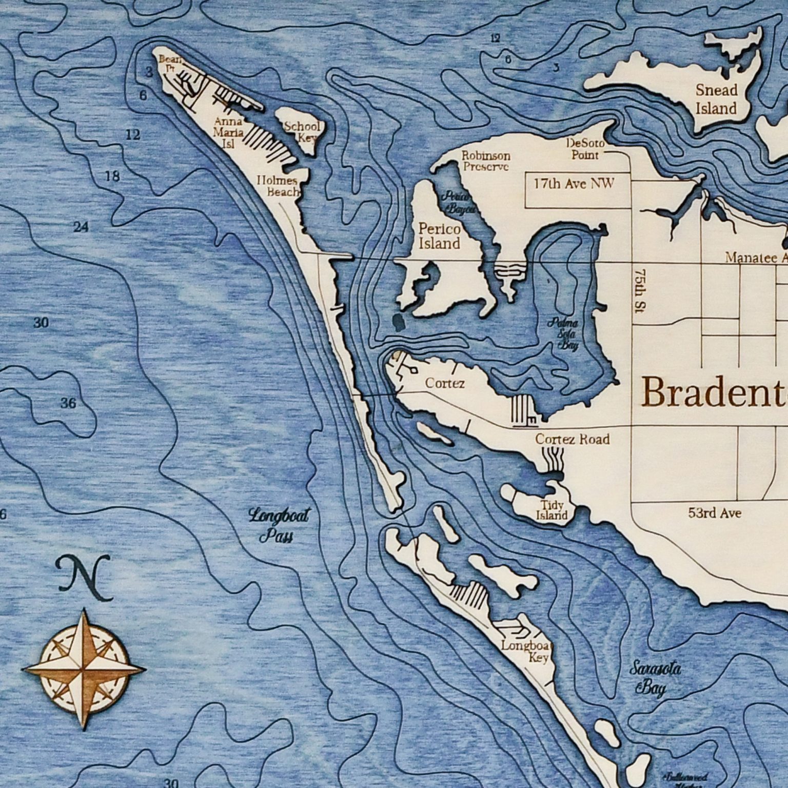 Bradenton & The Beaches Nautical Map Boat Cleat Serving Tray - Sea and ...