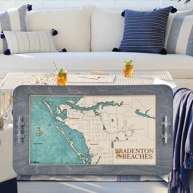 Bradenton & The Beaches Nautical Map Boat Cleat Serving Tray - Sea and ...