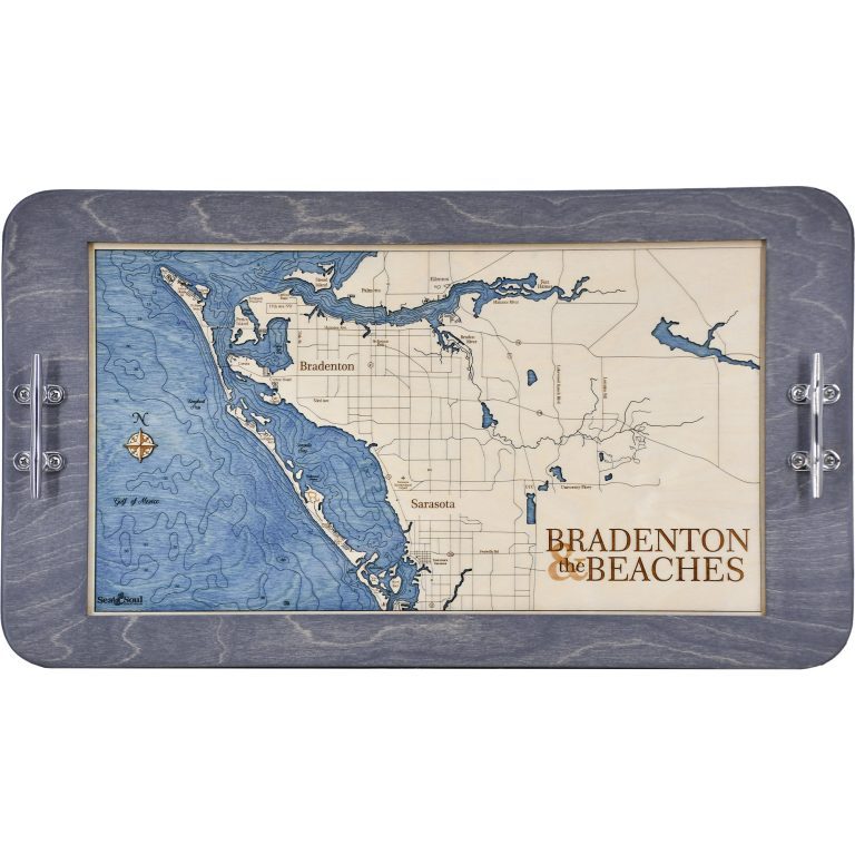 Bradenton & The Beaches Nautical Map Boat Cleat Serving Tray - Sea and ...