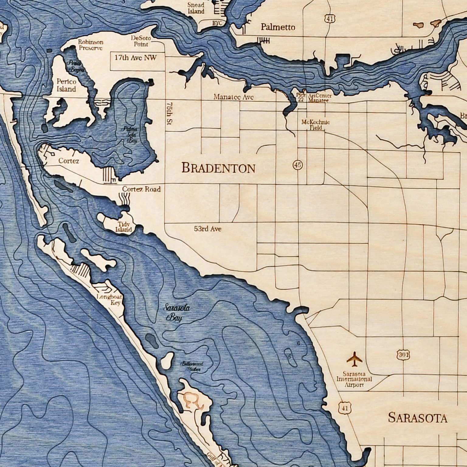 Manatee River Nautical Map Boat Cleat Serving Tray - Sea and Soul Charts