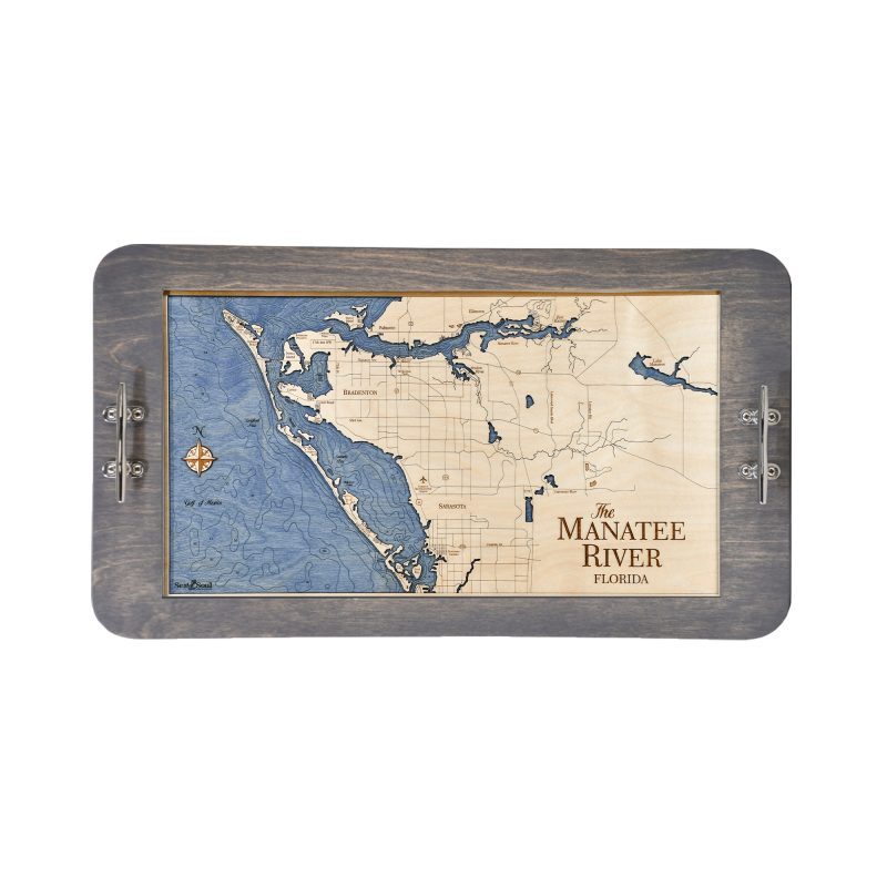 Manatee River Nautical Map Boat Cleat Serving Tray - Sea and Soul Charts