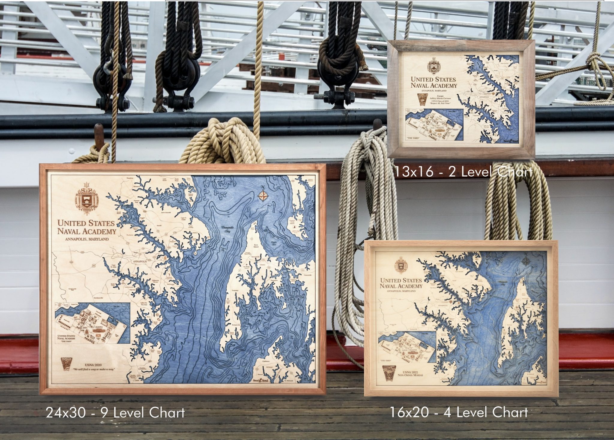 U.S. Naval Academy Wall Art - 24x30 - 9 Level - Sea and Soul Charts