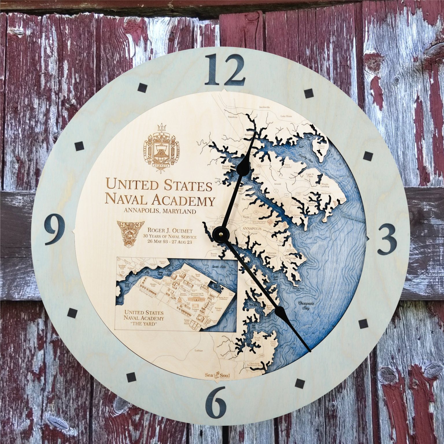 16" Military Gift Clock - Sea and Soul Charts
