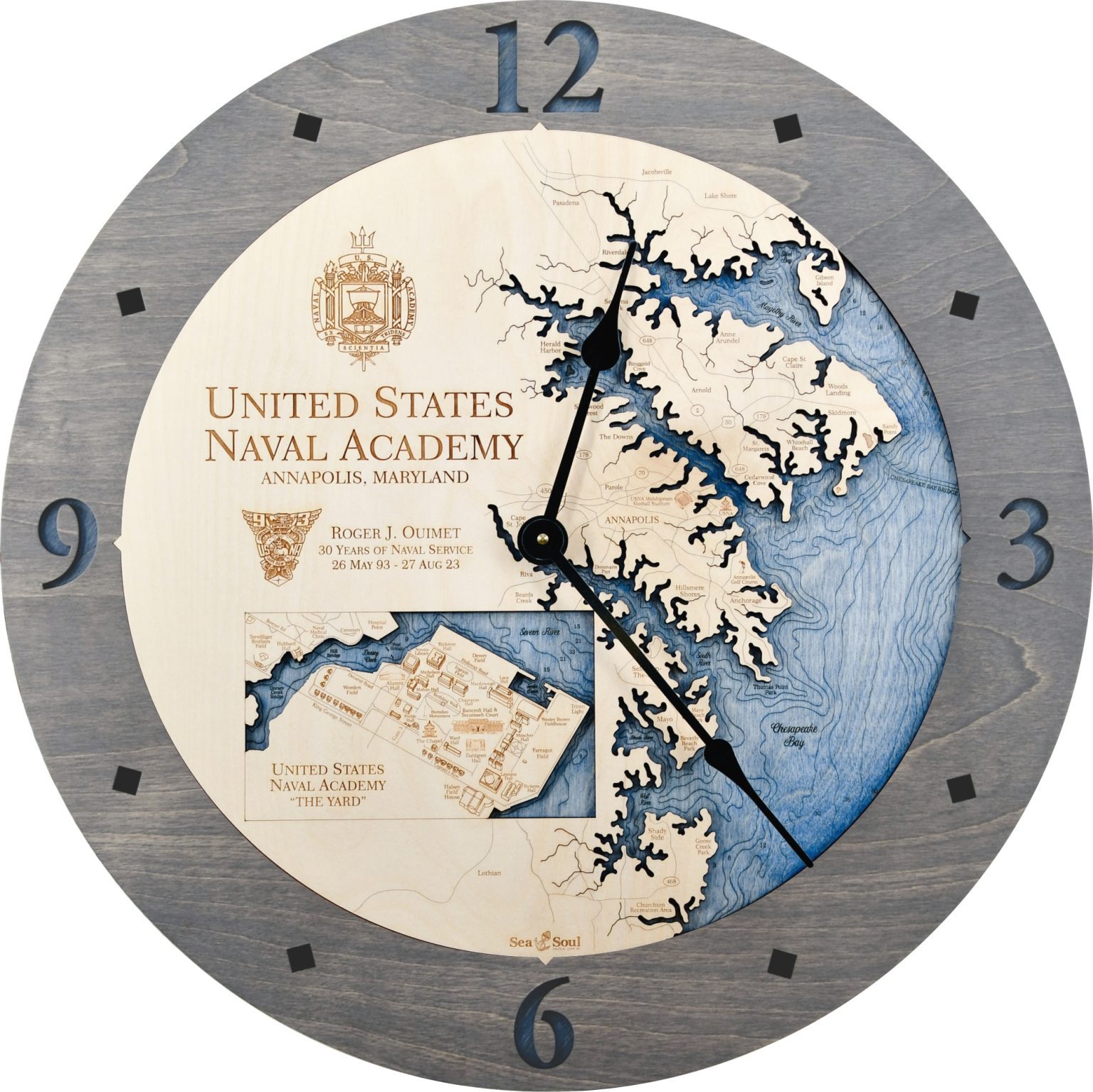 16" Military Gift Clock - Sea and Soul Charts