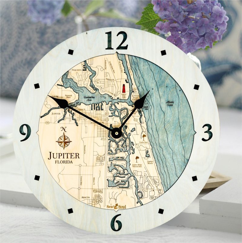 24" Jupiter Nautical Map Clock - Sea and Soul Charts