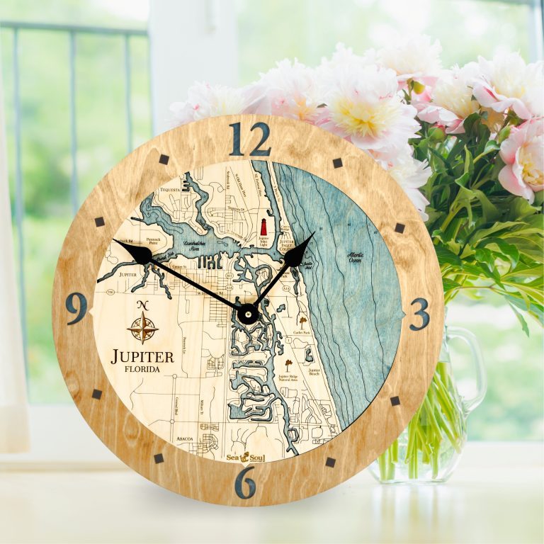 16" Jupiter Nautical Map Clock - Sea and Soul Charts