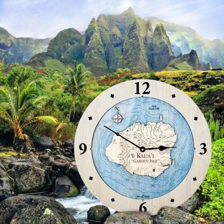 12" Hawaiian Islands Nautical Map Clock - Sea and Soul Charts
