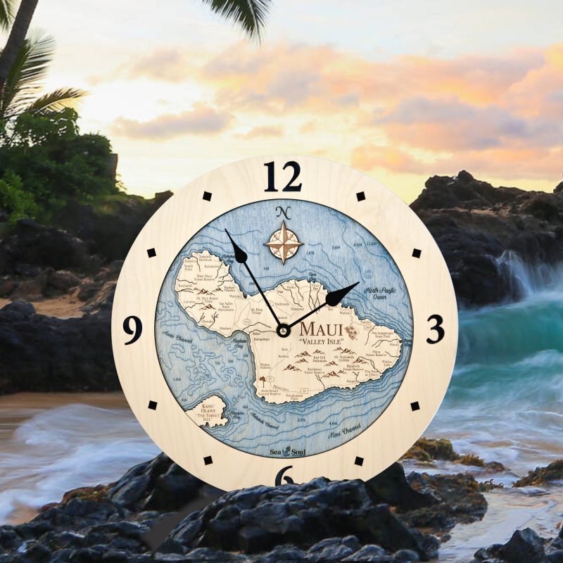 12" Hawaiian Islands Nautical Map Clock - Sea and Soul Charts