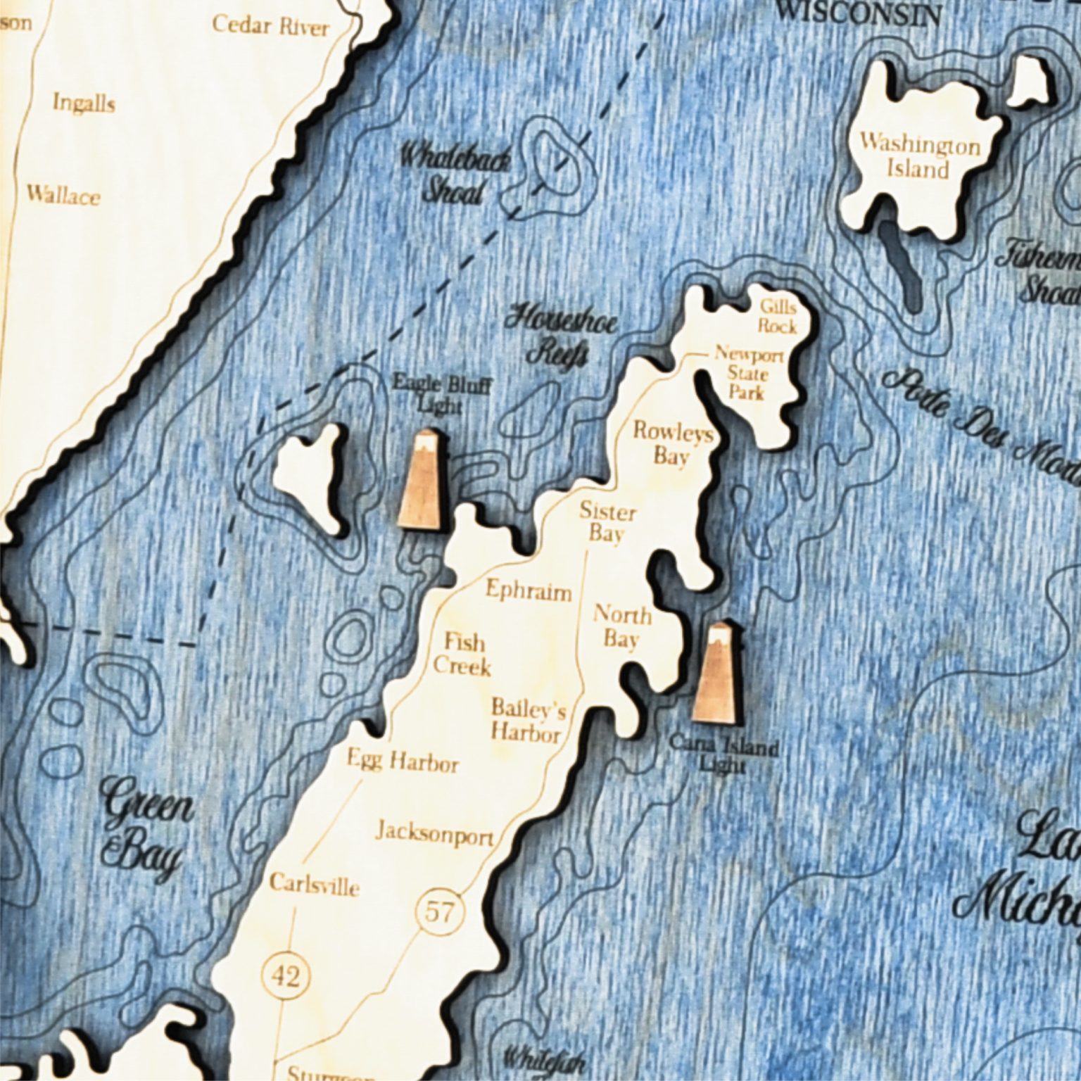 24" Door County Nautical Map Clock - Sea and Soul Charts
